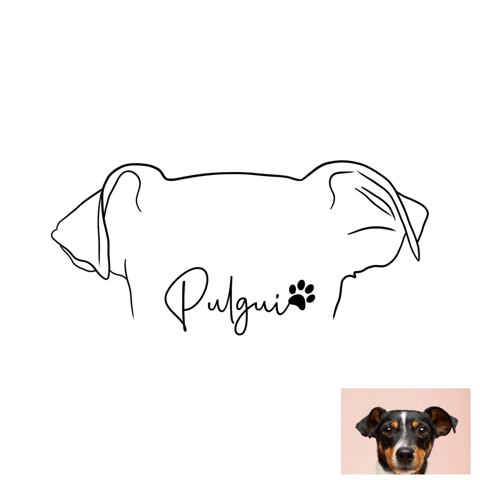 PET EARS Custom Line Drawing DIGITAL Dog Portrait From Photo - Etsy