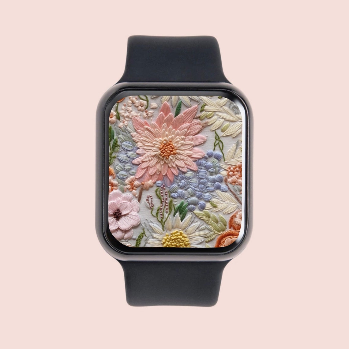 Embroidery Flowers Apple Watch Wallpaper, Floral Pattern (digital ...