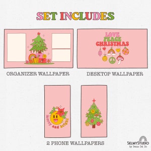 Pink Christmas Computer Desktop Background Wallpaper Organizer Set - Etsy