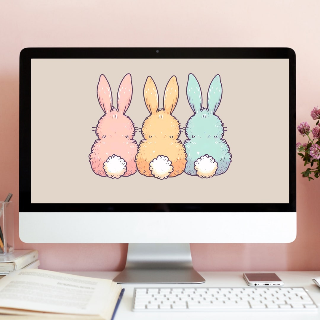 EASTER DESKTOP WALLPAPER Background Bunny Wallpaper Cute Pastel ...