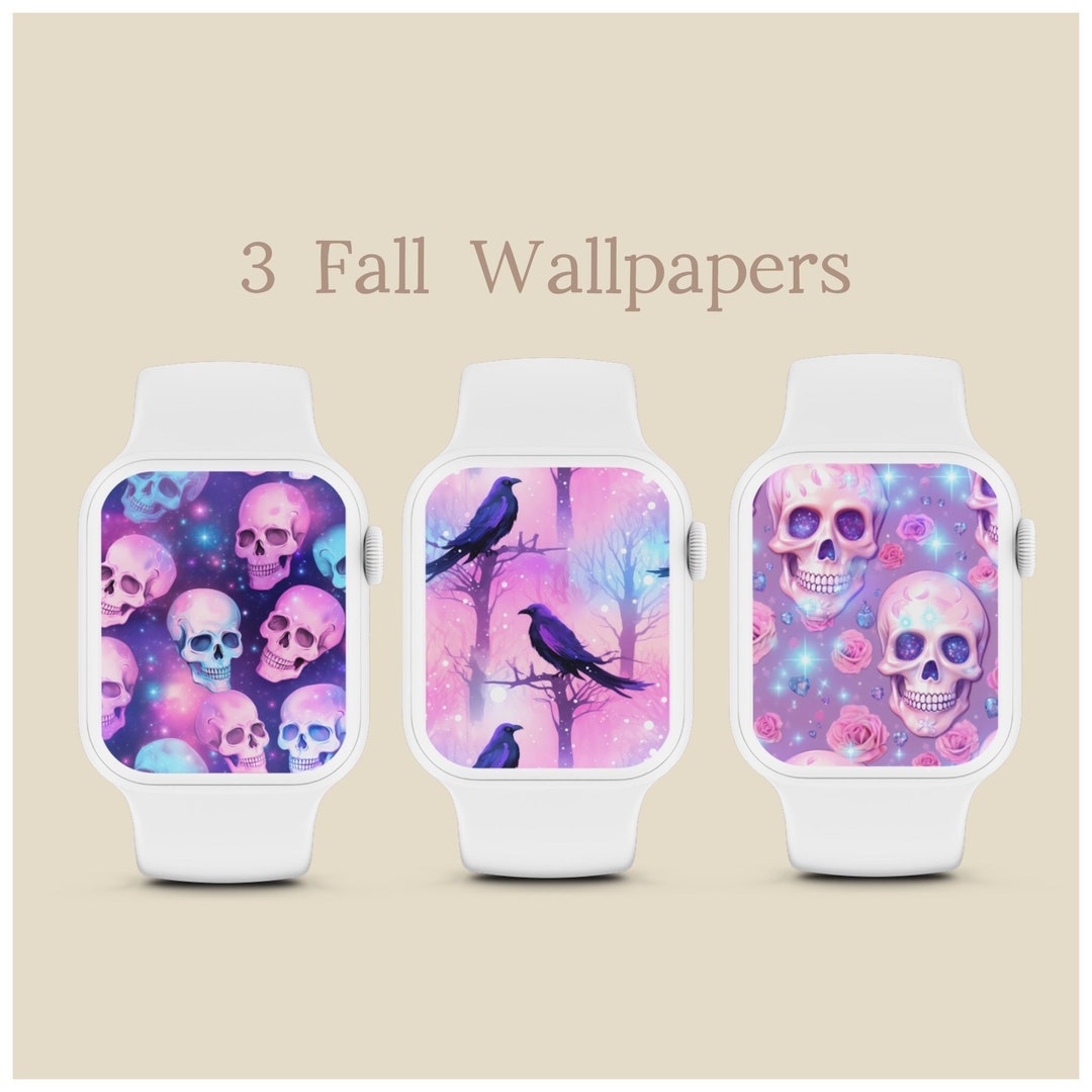 Pastel Halloween Apple Watch Face Wallpaper, Fall Pink Halloween Watch ...