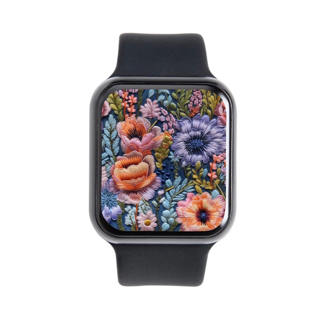 Floral Apple Watch Wallpaper, Embroidery Flower Watch Face, Flowers ...