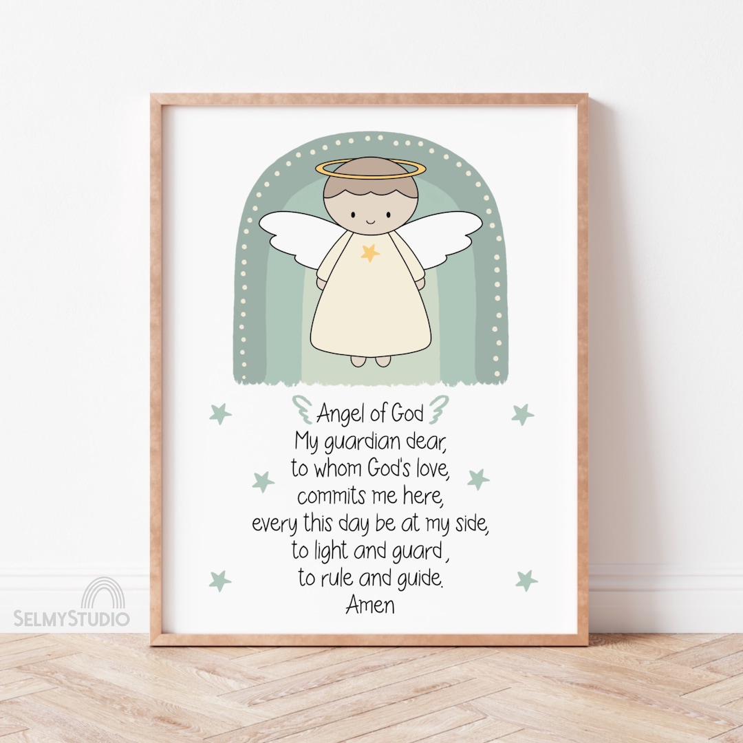 Guardian Angel Prayer Print, Angel De La Guarda, Angel of God Prayer ...