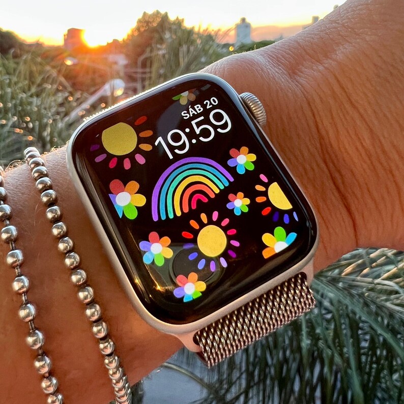 RAINBOW Apple WATCH WALLPAPER Colorful Apple Watch Face Floral Apple ...