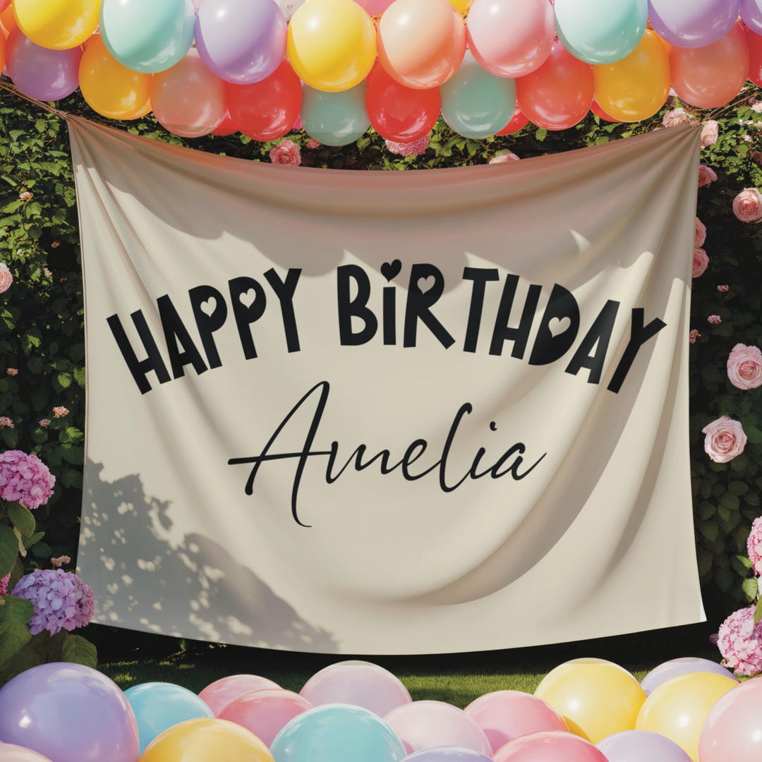 Custom Birthday Sign Fabric Name Birthday Banner Kids Party Decor ...