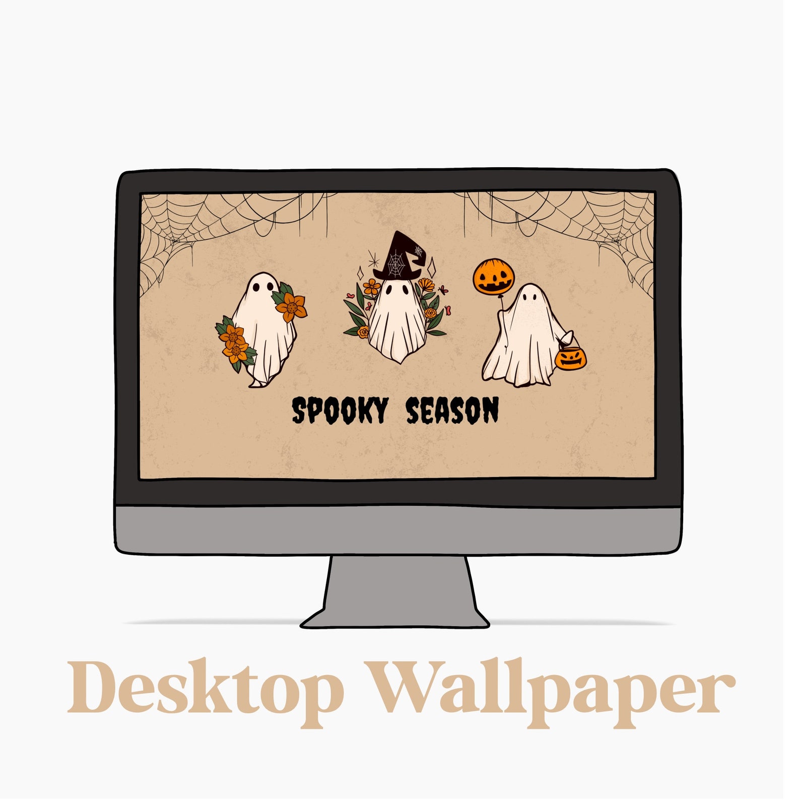 Spooky Season Ghosts Desktop Wallpaper, Fall MacBook Background ...