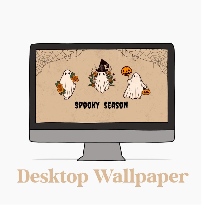 Spooky Season Ghosts Desktop Wallpaper, Fall MacBook Background ...