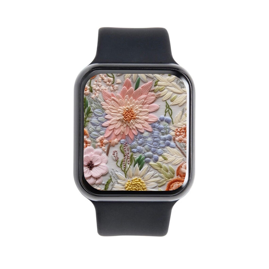 Embroidery Flowers Apple Watch Wallpaper, Floral Pattern (digital ...