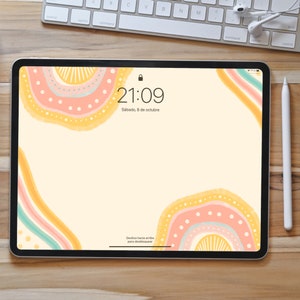 Neutral Beige Rainbow iPad Wallpaper, Rainbow iPad Wallpaper, Boho iPad ...