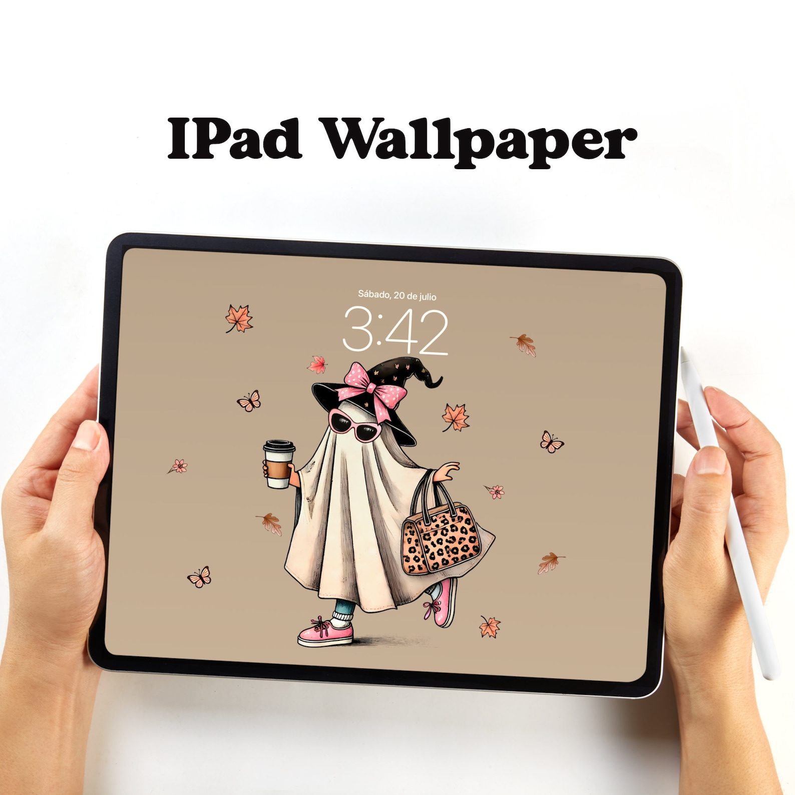 Fall Halloween iPad Wallpaper Autumn Cute Ghost Tablet Background - Etsy