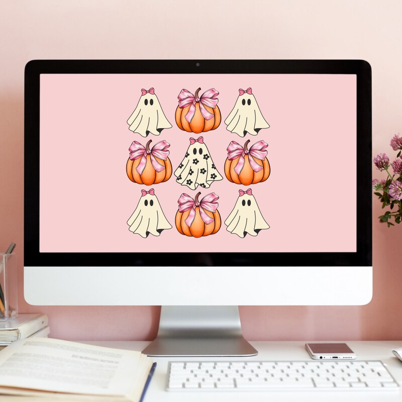 Pink Halloween Desktop Wallpaper - Etsy