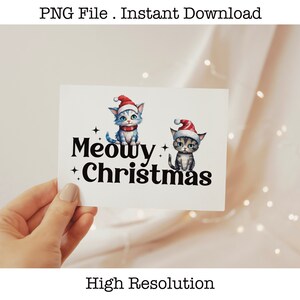 Cats Merry Christmas PNG, Meowy Christmas PNG, Cat Lover Xmas PNG, Cute ...