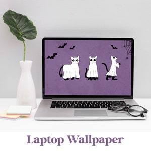 Cute Ghosts Halloween Desktop Wallpaper, Fall Desktop Wallpaper, Autumn ...