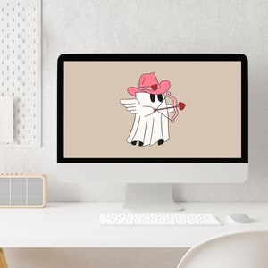 Cute Ghost Wallpaper Beige Wallpaper Valentine’s Day Wallpaper Love ...