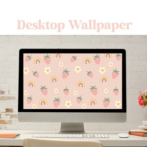 Strawberry Desktop Wallpaper, Pink Wallpaper, Desktop Pastel Wallpaper ...
