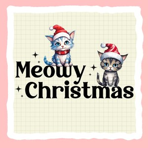 Cats Merry Christmas PNG, Meowy Christmas PNG, Cat Lover Xmas PNG, Cute ...