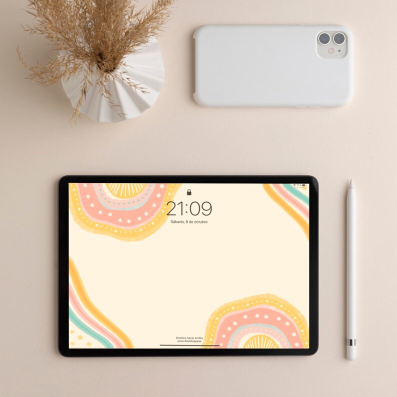 Neutral Beige Rainbow Ipad Wallpaper Rainbow Ipad Wallpaper - Etsy