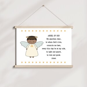 Prayer Guardian Angel , Angel of God Prayer Dark Tone African American ...