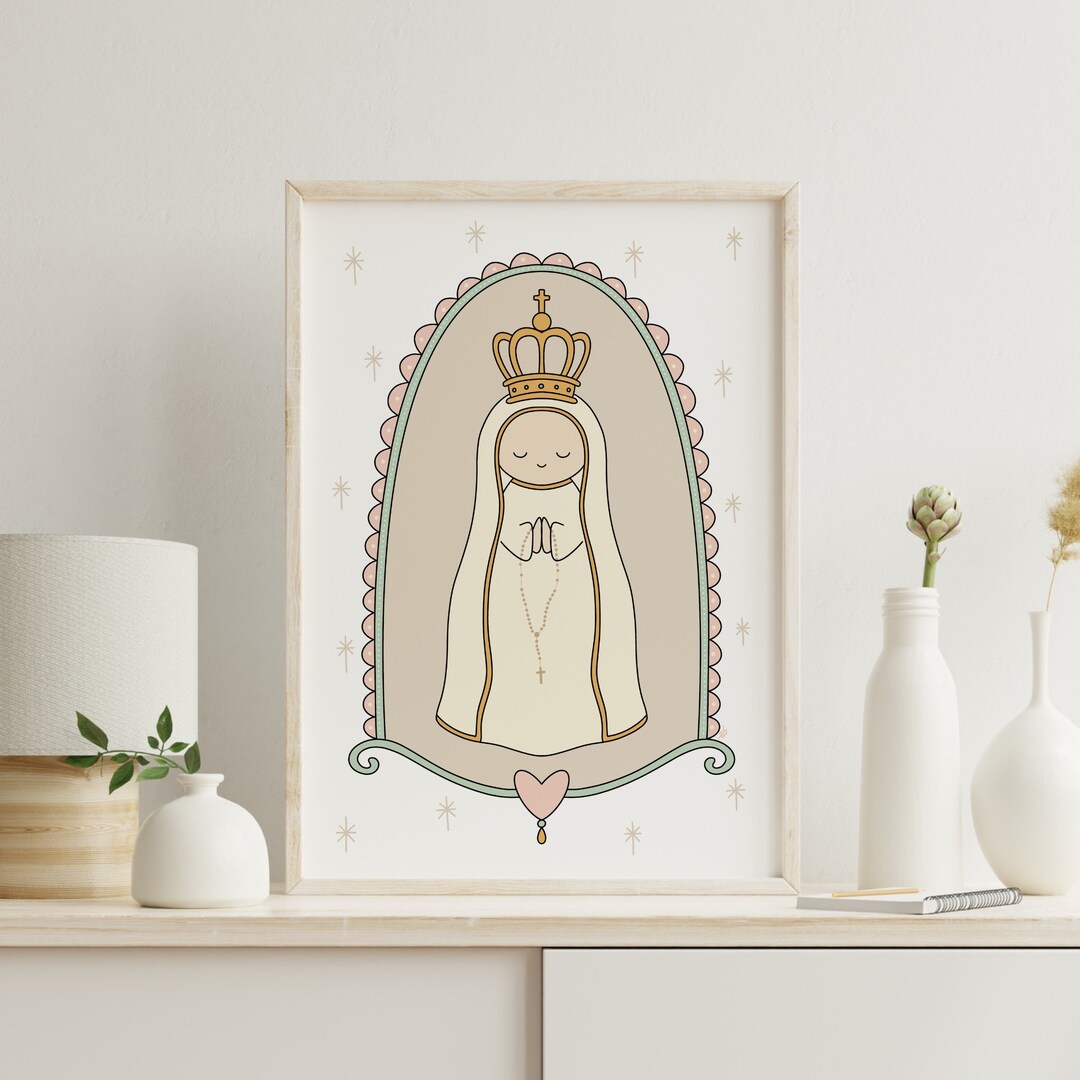 Cute Illustration of Our Lady of Fatima, Hand Illustrated Religious Art ...