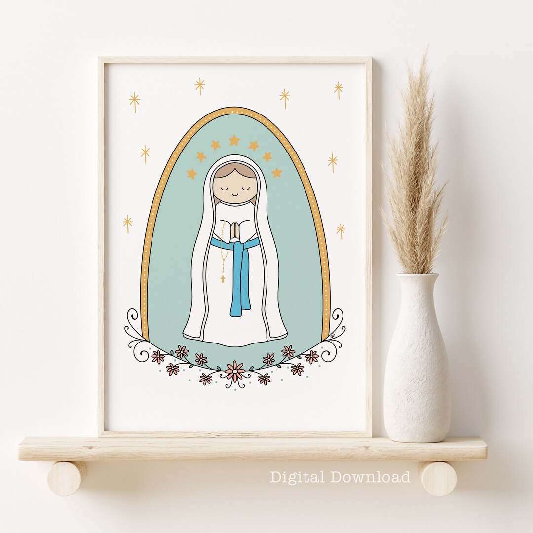 LOURDES Our Lady Saint Printable Catholic Print Catholic - Etsy