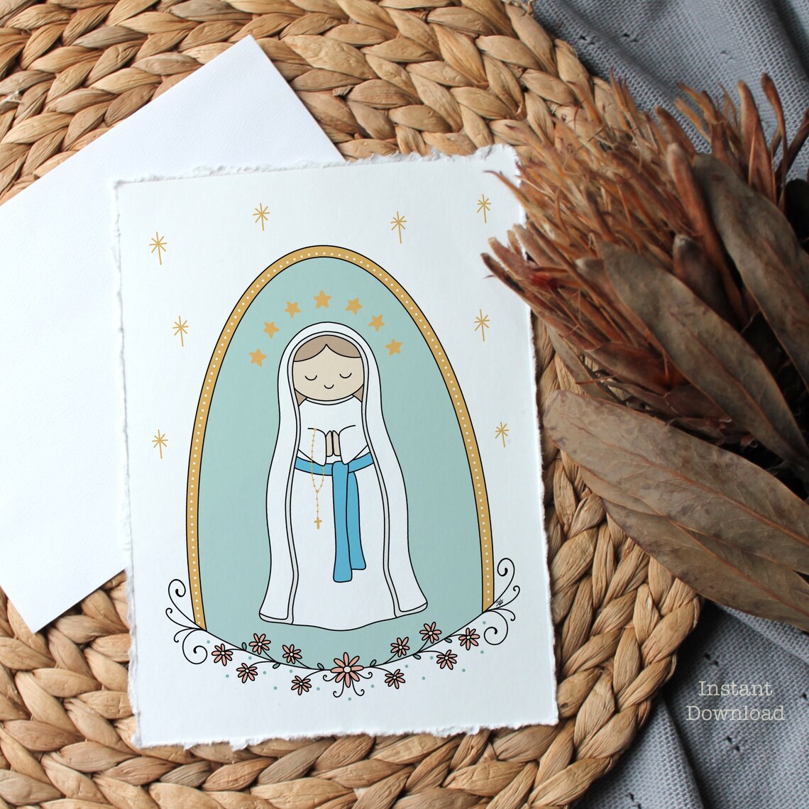 LOURDES Our Lady Saint Printable Catholic Print Catholic - Etsy
