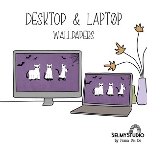 Cute Ghosts Halloween Desktop Wallpaper, Fall Desktop Wallpaper, Autumn ...