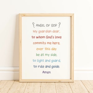 Guardian Angel Prayer, Catholic Nursery Decor, Kids Room Decor ...