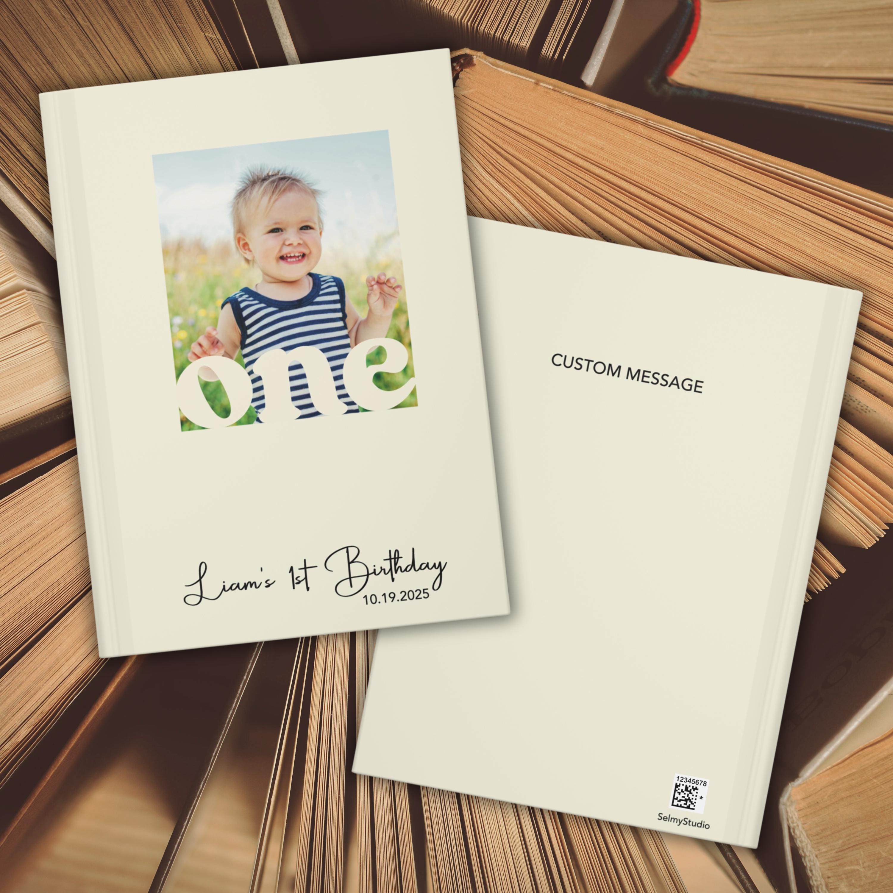 First Birthday Keepsake Guest Book: Baby Memory Book With Custom Photo ...