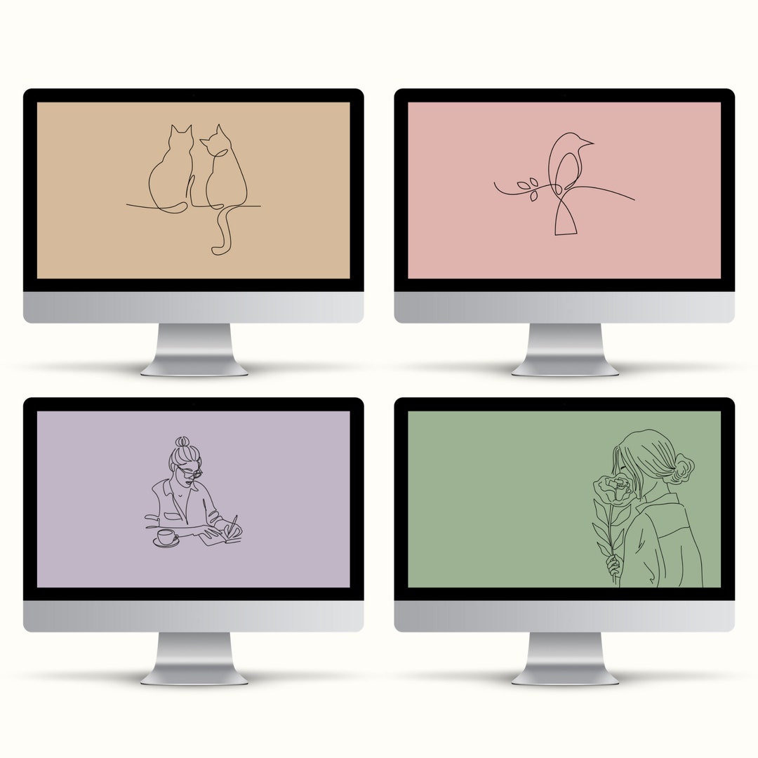 Desktop Wallpaper Line Art, Neutral Laptop Wallpaper, MacBook Wallpaper ...