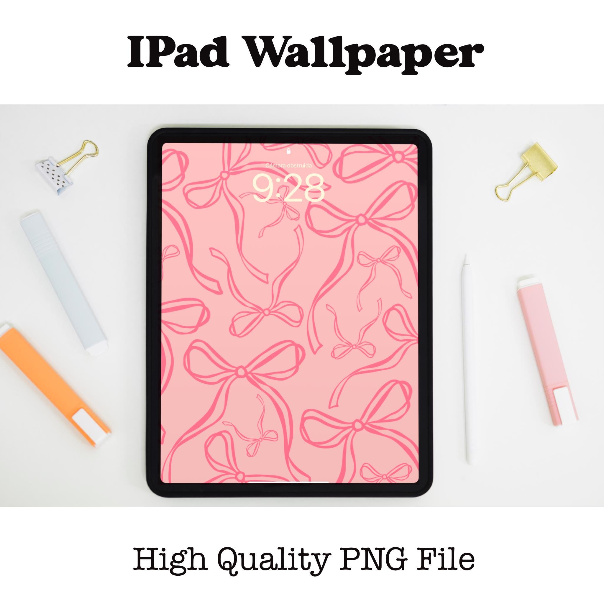 IPad WALLPAPER BOW Coquette iPad Theme Aesthetic Bow Wallpaper Digital ...