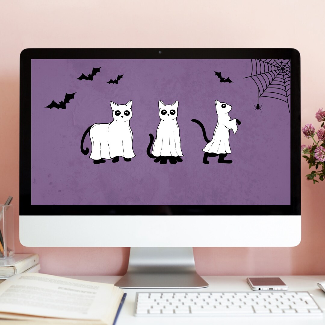 Cute Ghosts Halloween Desktop Wallpaper, Fall Desktop Wallpaper, Autumn ...