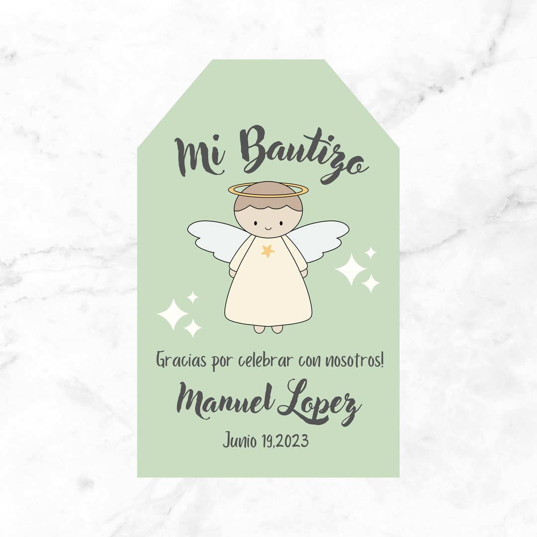 BAPTISM TAGS Thank You Tags Spanish Guardian Angel - Etsy