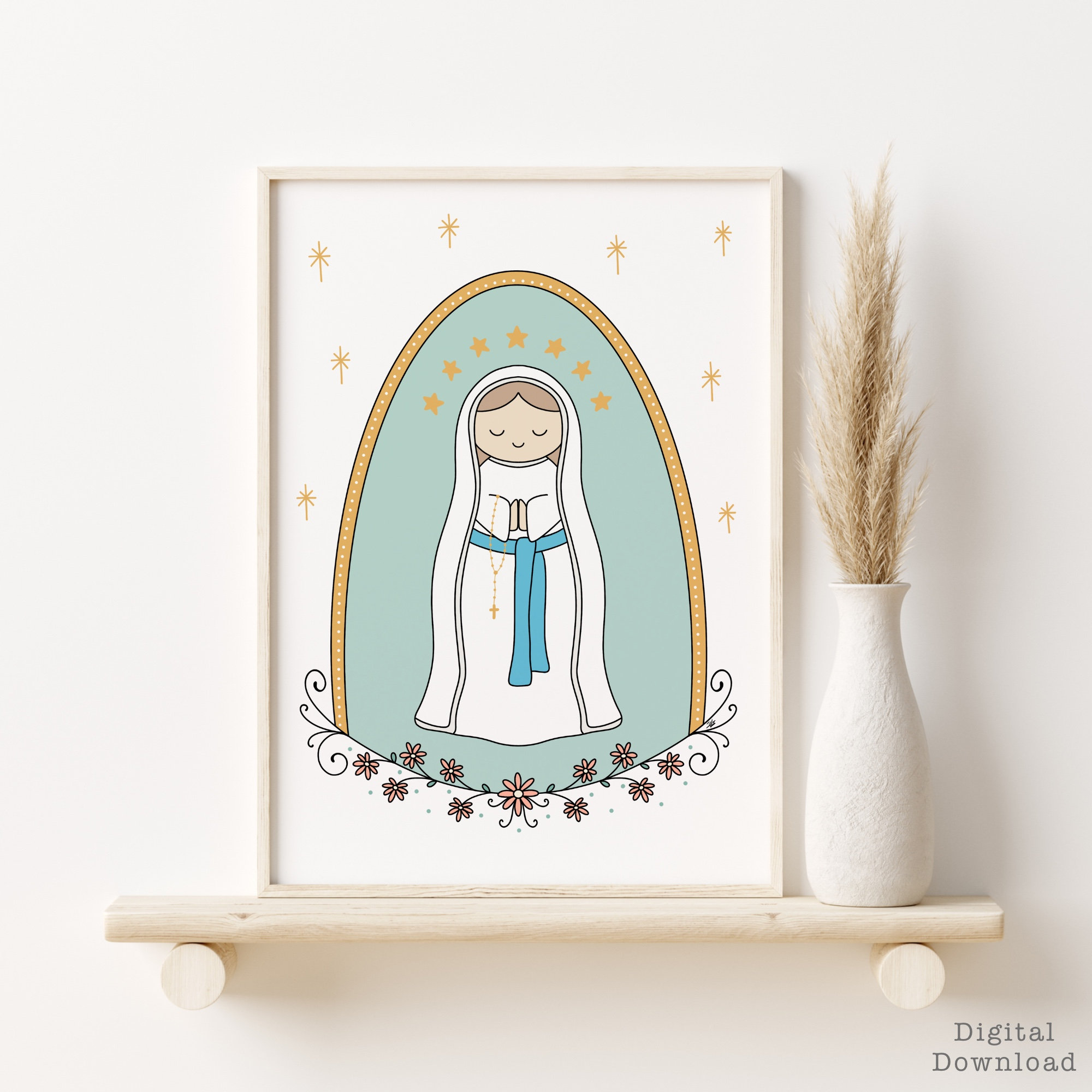 LOURDES Our Lady Saint Printable Catholic Print Catholic - Etsy