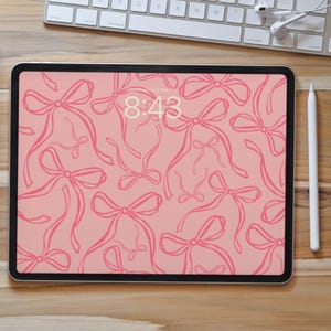 IPad WALLPAPER BOW Coquette iPad Theme Aesthetic Bow Wallpaper Digital ...