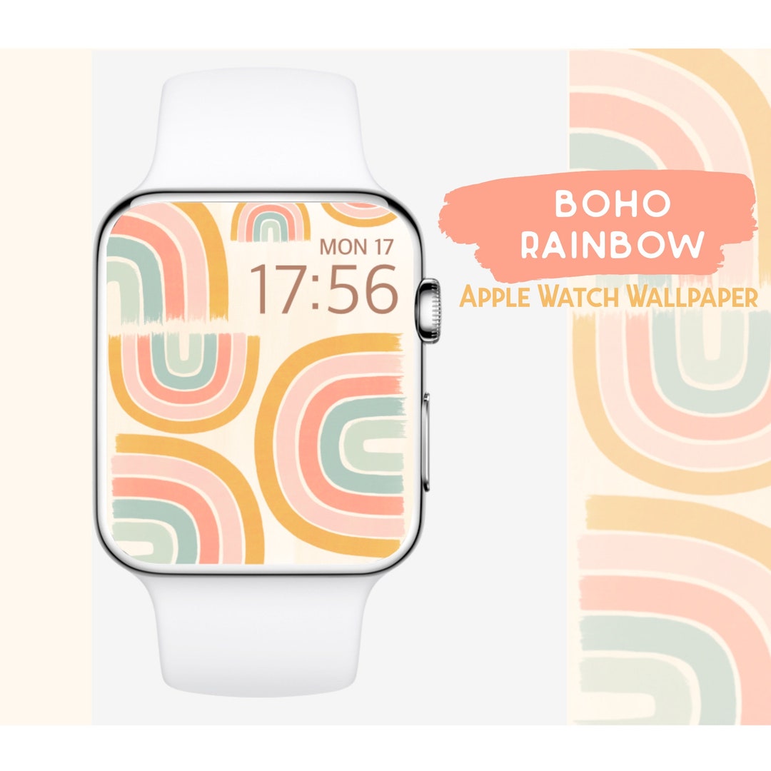 RAINBOW Apple Watch Face Wallpaper, Boho Rainbow Apple Watch Face ...