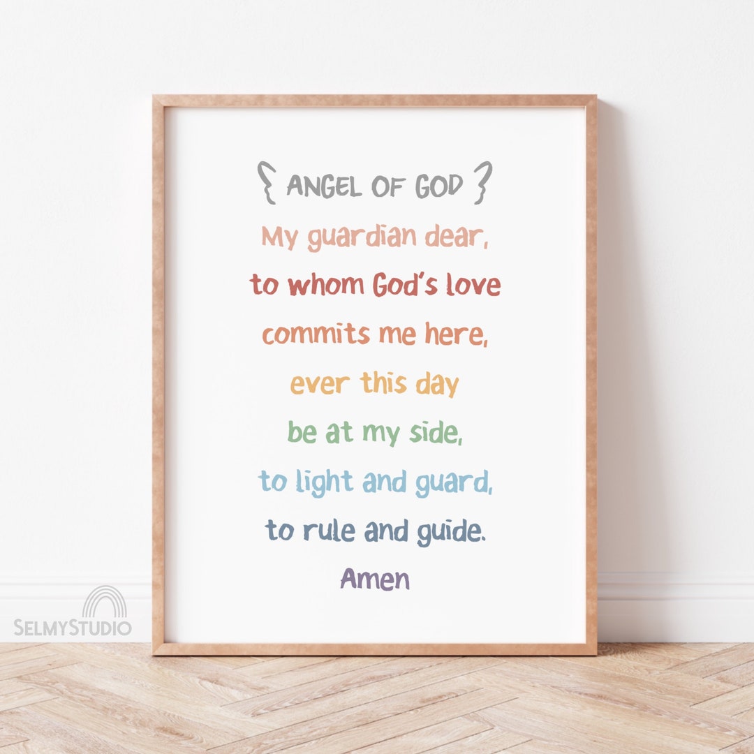 Guardian Angel Prayer, Catholic Nursery Decor, Kids Room Decor ...