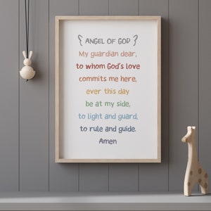 Guardian Angel Prayer, Catholic Nursery Decor, Kids Room Decor ...
