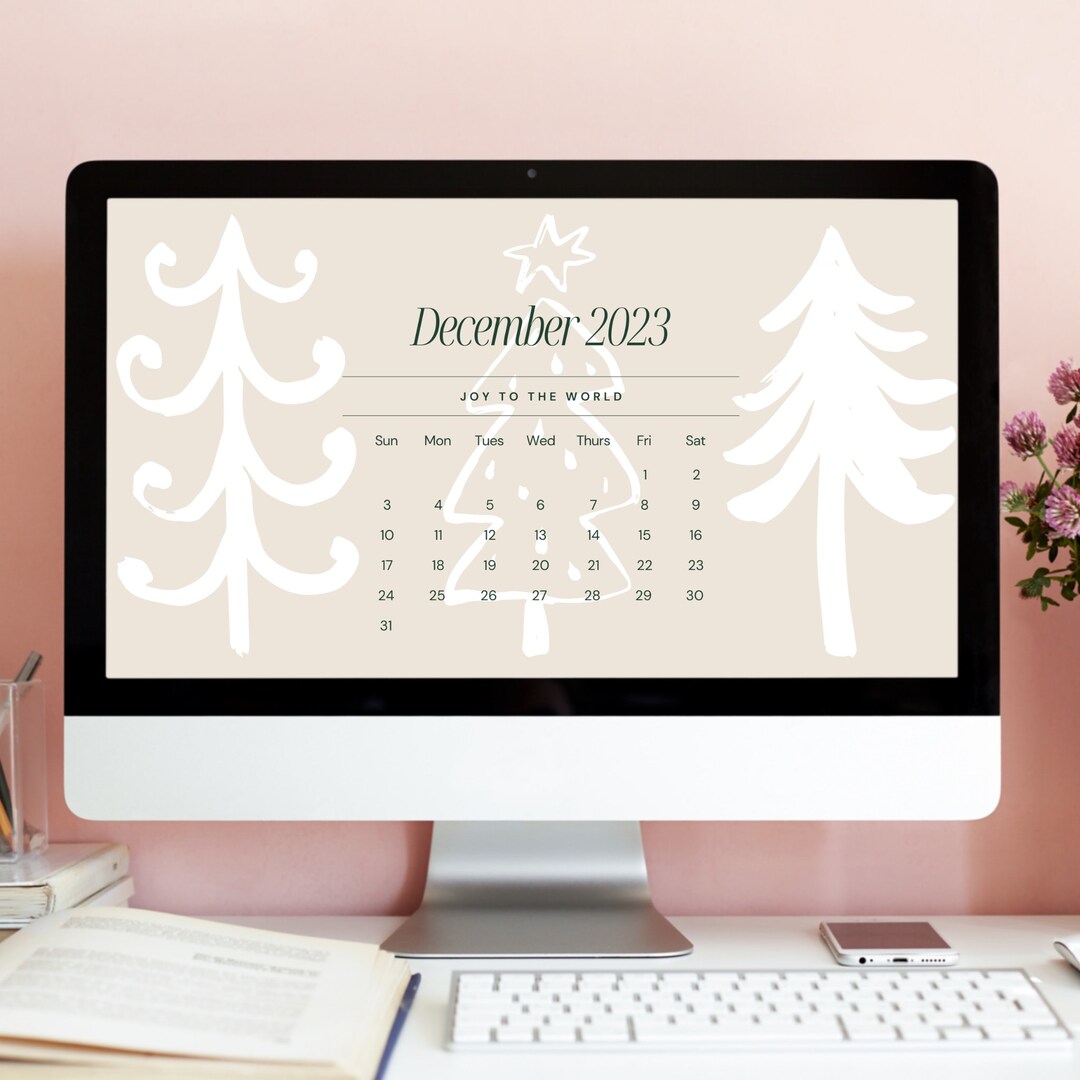 Desktop Organizer Wallpaper Neutral Christmas Wallpaper - Etsy