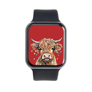 Christmas Apple Watch Wallpaper, Highland Cow Apple Watch Face, Winter ...