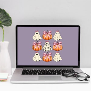 Pink HALLOWEEN DESKTOP WALLPAPER, Fall Ghosts Pumpkin Laptop Wallpaper ...