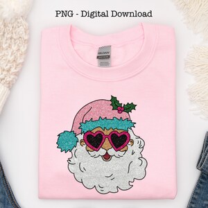 Glitter Santa PNG Pink Santa PNG Santa With Sunglasses Png Cute Santa ...