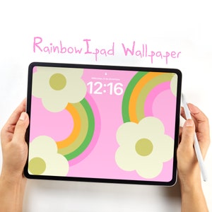 IPad Wallpaper, Floral Wallpaper Ipad, Rainbow iPad Background, Pink ...