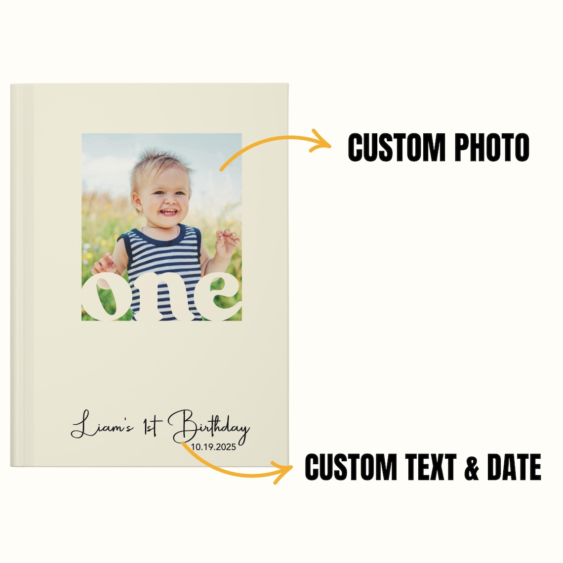 First Birthday Keepsake Guest Book: Baby Memory Book With Custom Photo ...