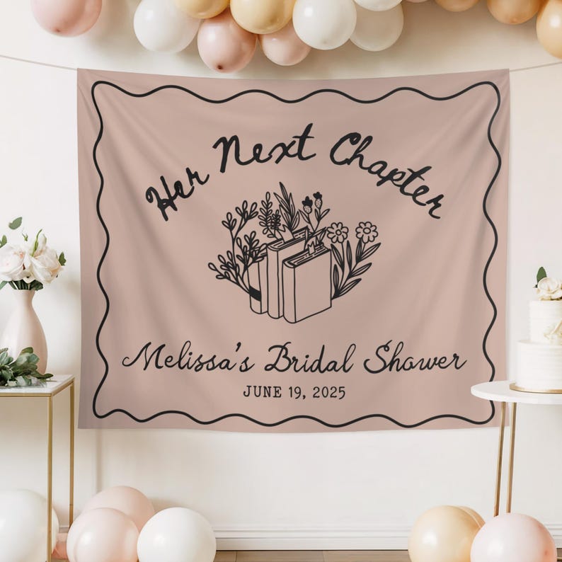 Book Themed Bridal Shower Banner: Her Next Chapter Tapestry - Etsy