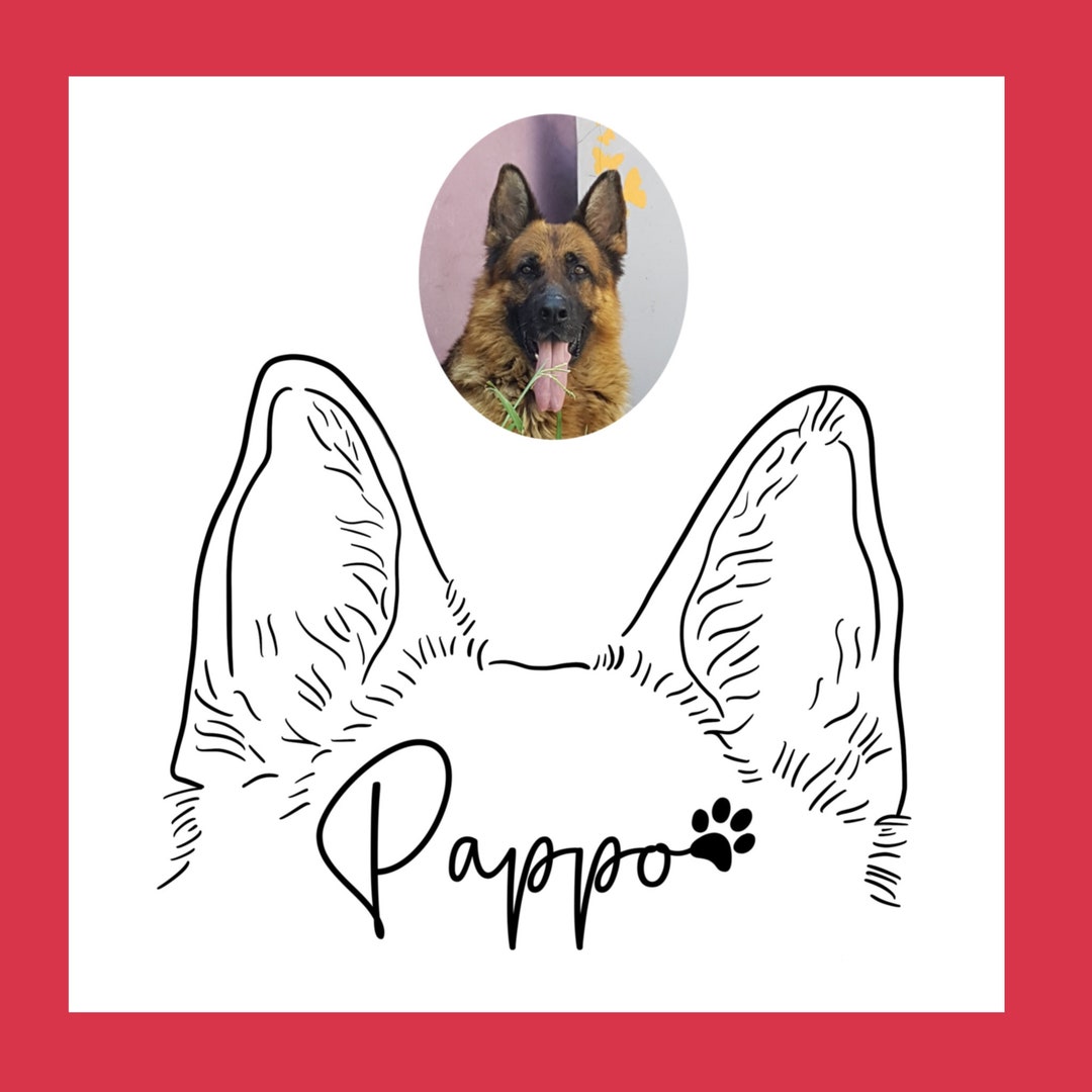 PET EARS Custom Line Drawing DIGITAL, Dog Portrait From Photo, Ear ...
