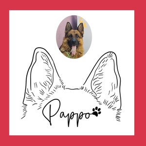 PET EARS Custom Line Drawing DIGITAL Dog Portrait From Photo - Etsy