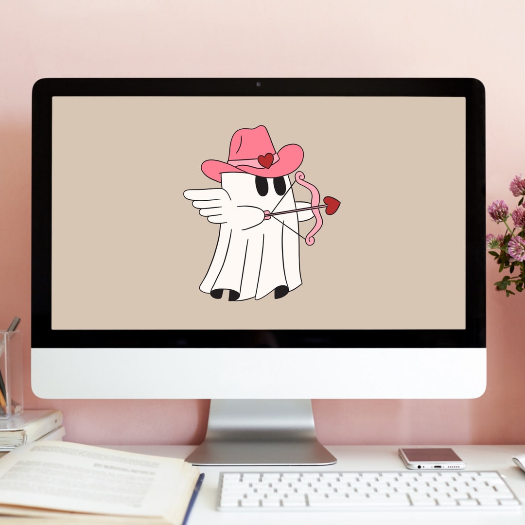 Cute Ghost Wallpaper Beige Wallpaper Valentine’s Day Wallpaper Love ...