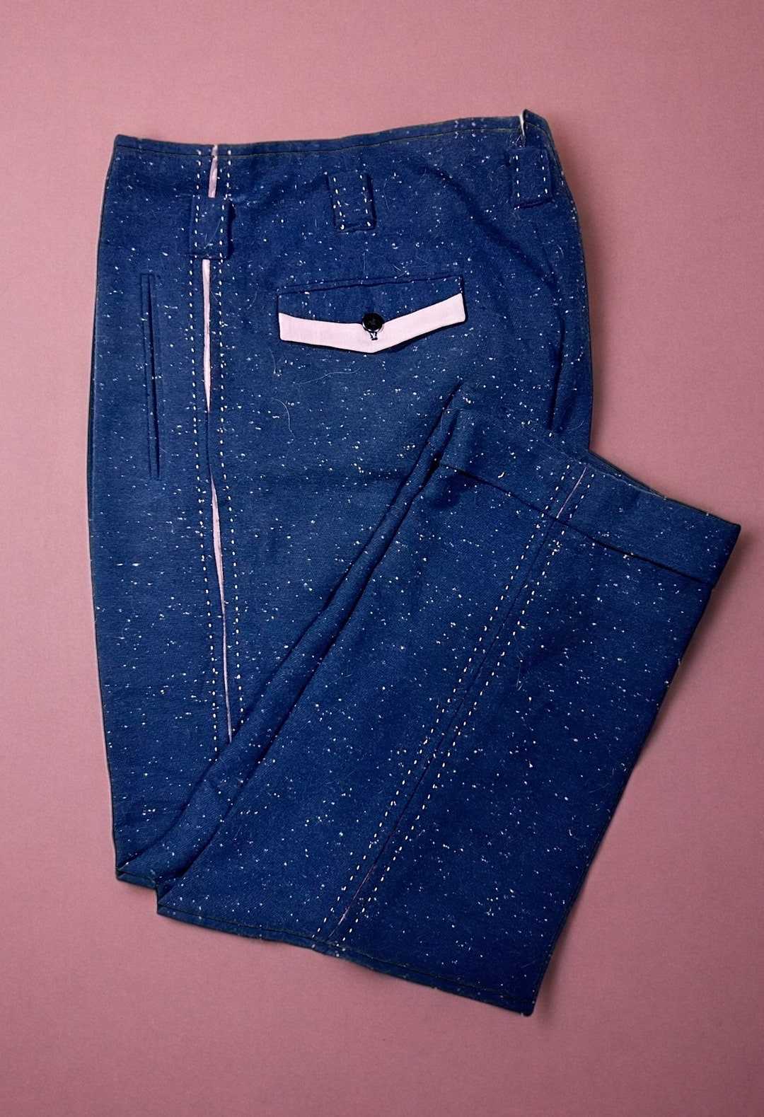 Killer Two Tone Midnight Blue Pink Flecks Pistol Pants Imperial - Etsy