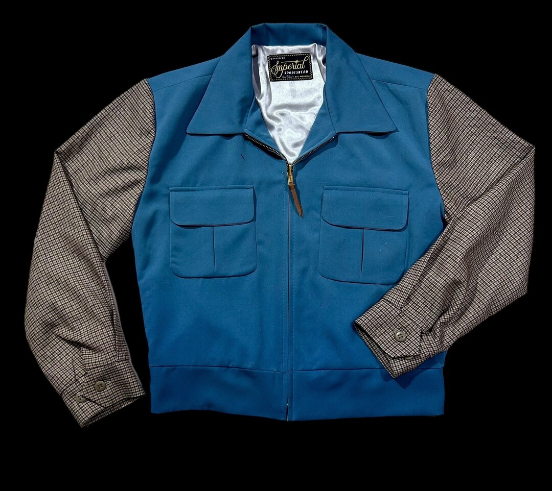 Killer Two Tone Shark Blue Houndstooth Rockabilly Gab Jacket Imperial ...