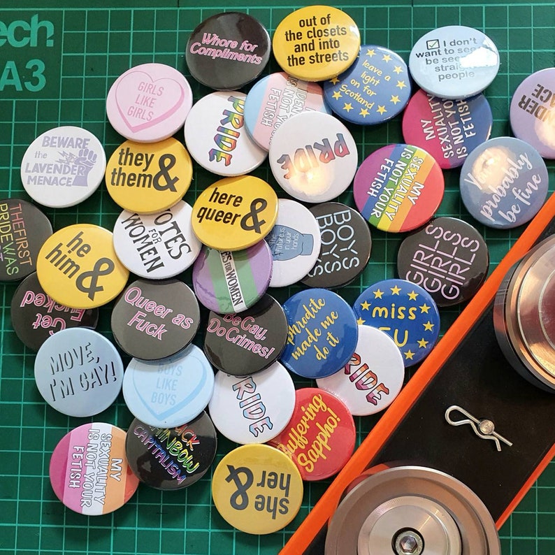 Pronoun Badge She And Her Pinback Buttons Etsy